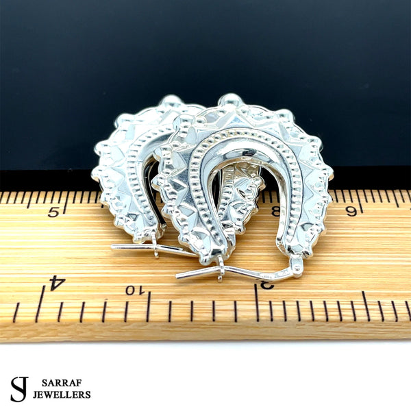 925 Sterling Silver Plain Creole Earring | Shop Online Sarraf Jewellers UK