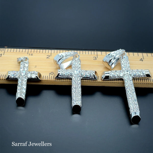 925 Sterling Silver CZ Cross Pendant – Small, Medium, Large Sizes ...