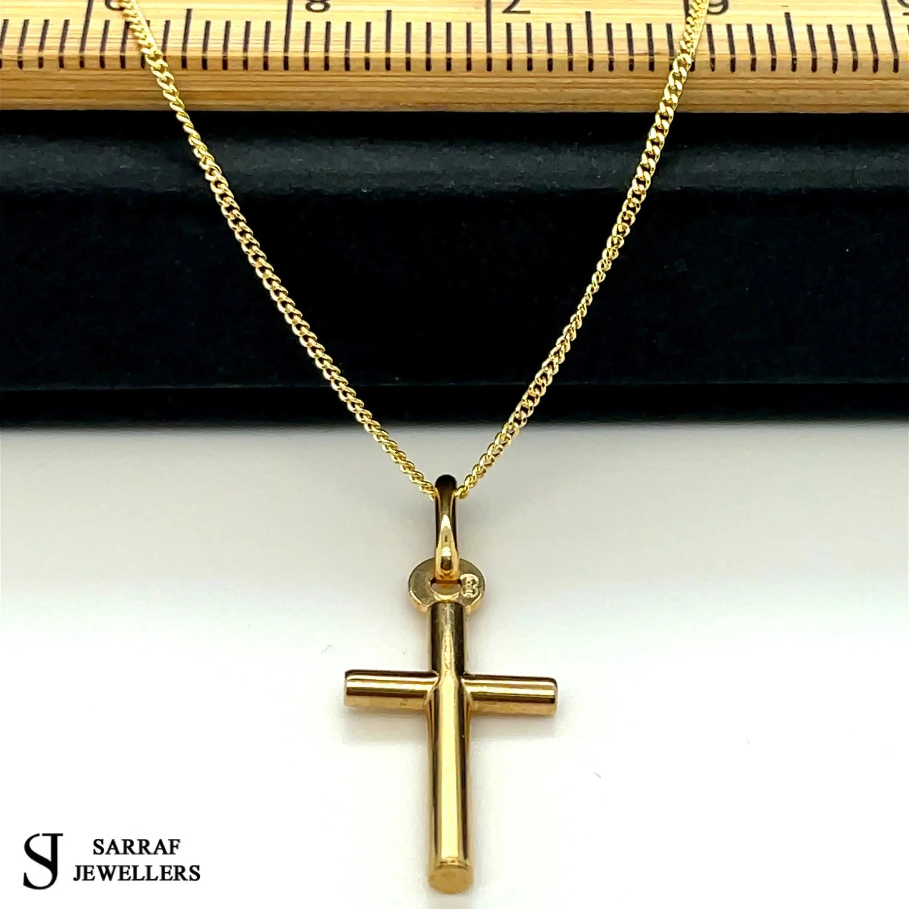 9ct Yellow-White Gold Close Curb Chain - 1mm | Sarraf Jewellers UK