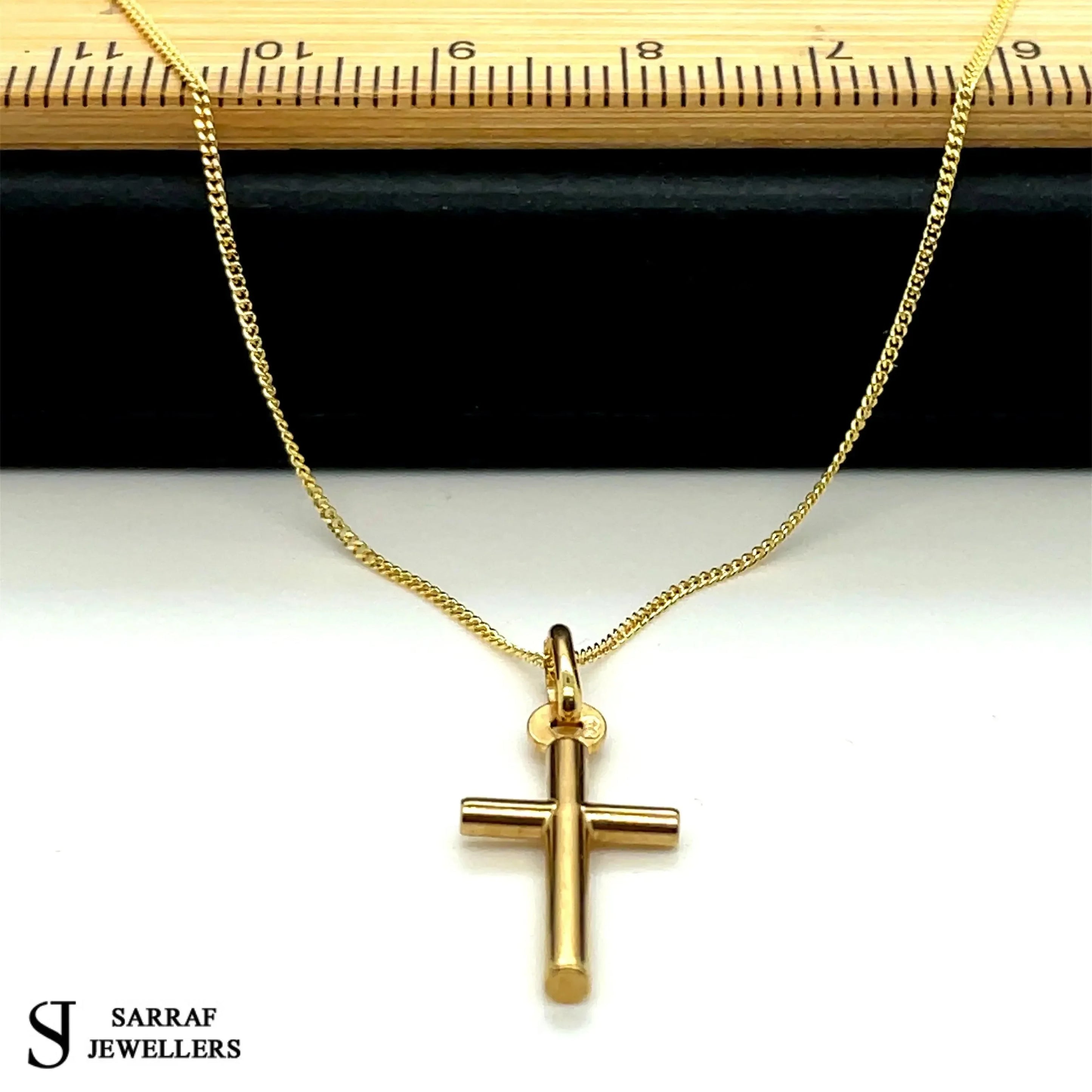 9ct Yellow-White Gold Close Curb Chain - 1mm | Sarraf Jewellers UK