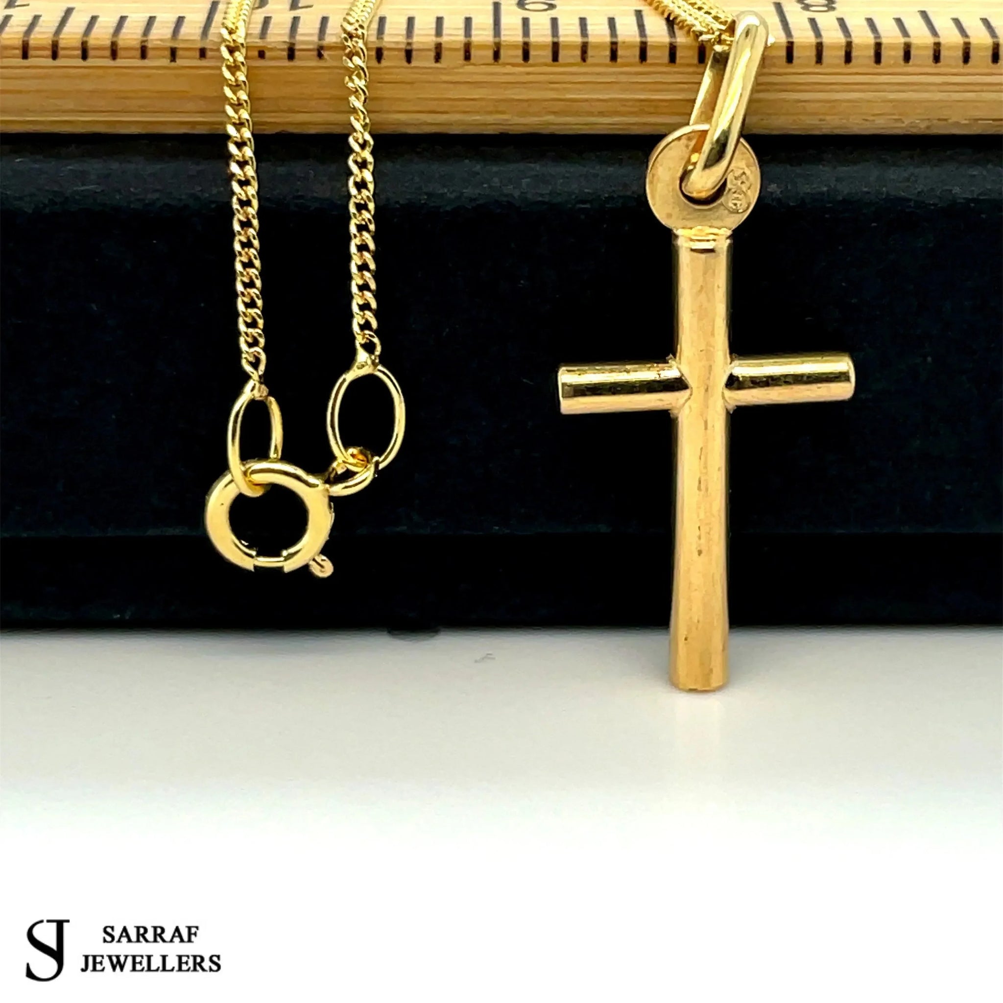 9ct Yellow-White Gold Close Curb Chain - 1mm | Sarraf Jewellers UK