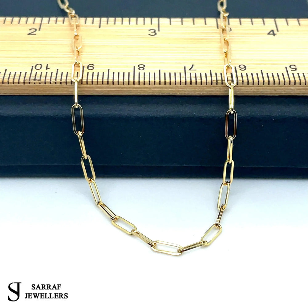 Paperclip Chain Fine 9ct Yellow Gold Necklace- 2mm | Sarraf Jewellers