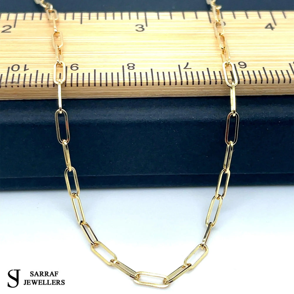 Paperclip Chain Fine 9ct Yellow Gold Necklace- 2mm | Sarraf Jewellers
